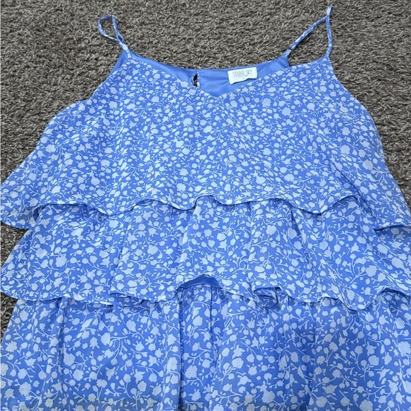 Sienna Sky | Tops | Sienna Sky Blue And White Floral Tank | Poshmark